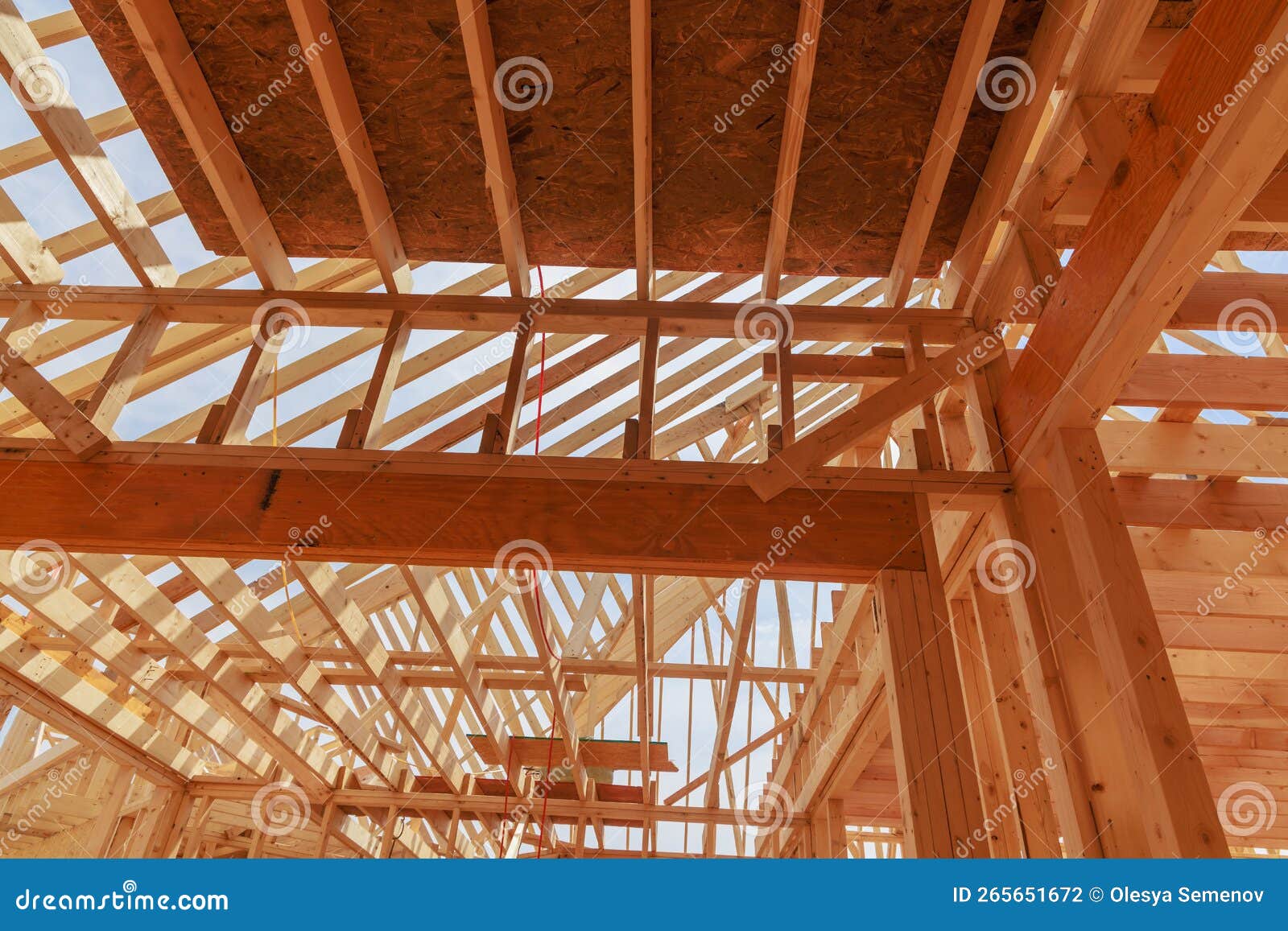 The Framework for New House is Being Built. Stock Photo - Image of home ...