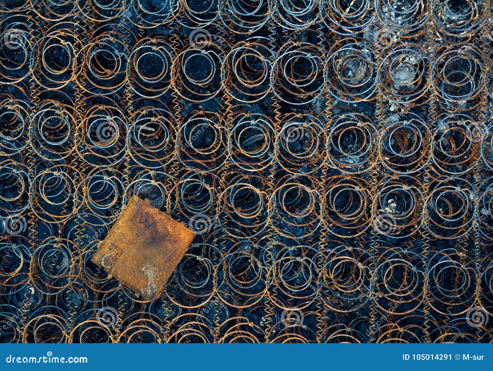 Framework of Old and Abandoned Mattress Stock Image - Image of faded ...