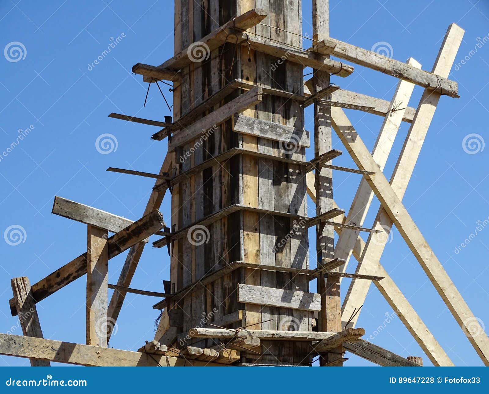 Framework for Pouring Concrete on a Pillar Stock Photo - Image of wood ...