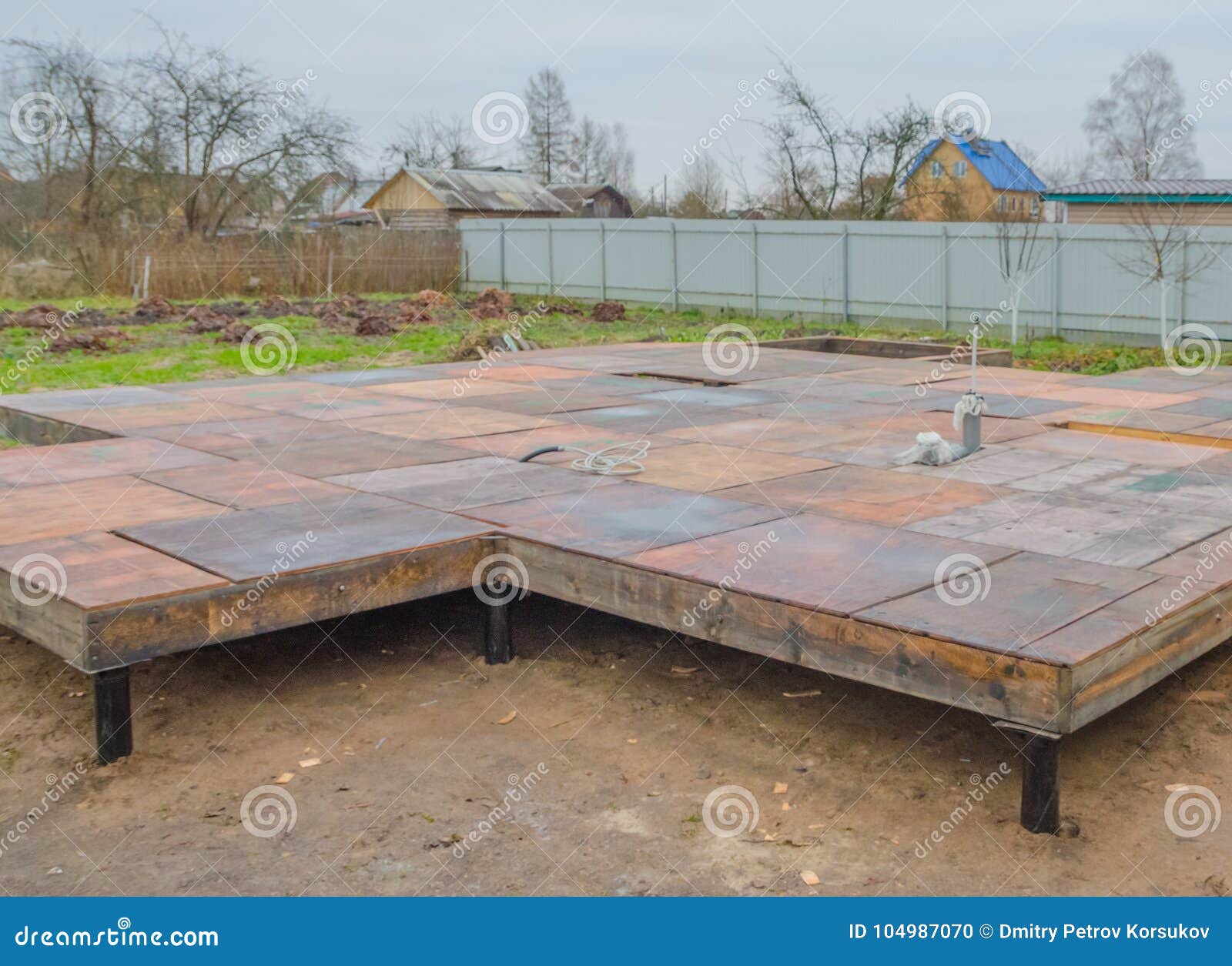 Framework, Rough Floor, in a House on Pile Foundation Stock Photo ...