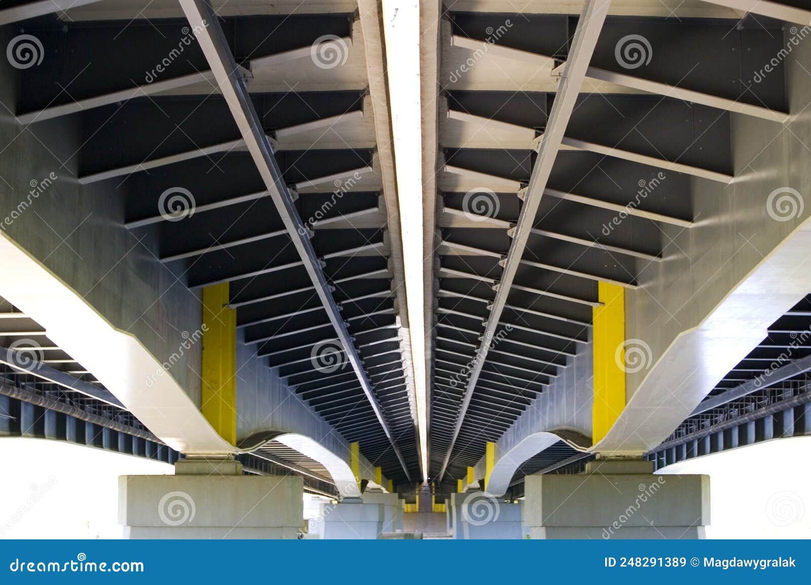 Framework Under Bridge. Grey Metal and Concrete Modern Design. Stock ...