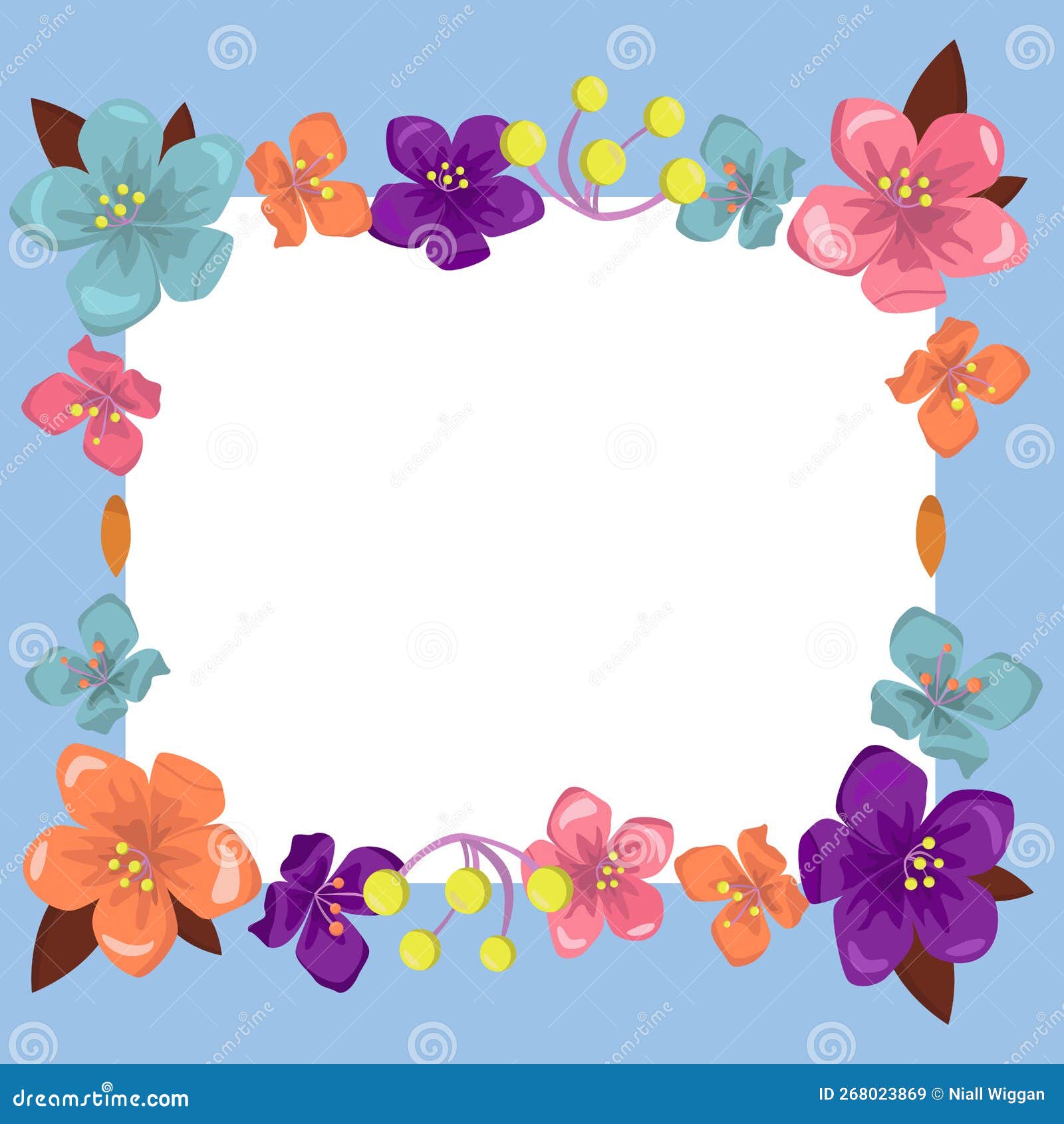 Text Frame Surrounded with Assorted Flowers Hearts and Leaves ...