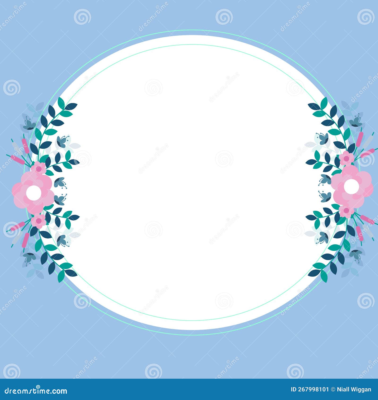 Text Frame Surrounded with Assorted Flowers Hearts and Leaves ...