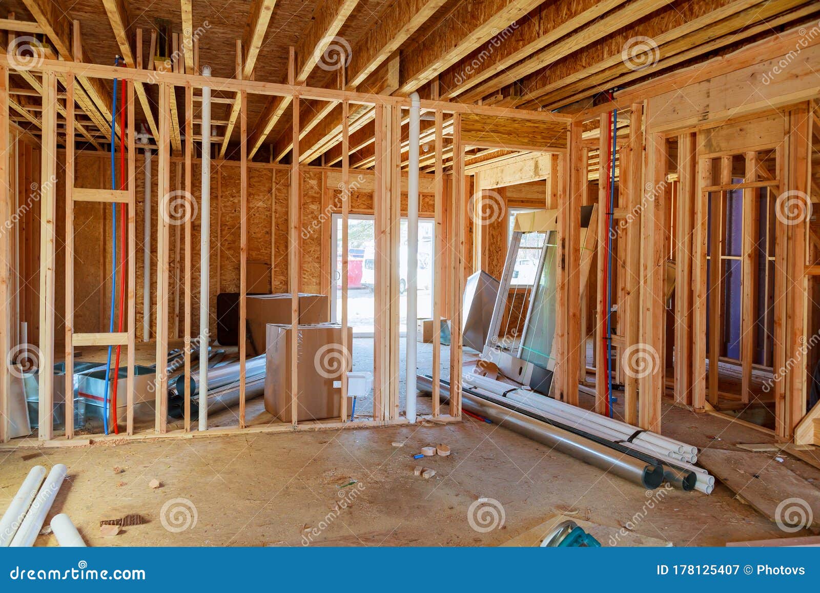 Framing Beam Of New House Under Construction Home Framing Royalty-Free ...