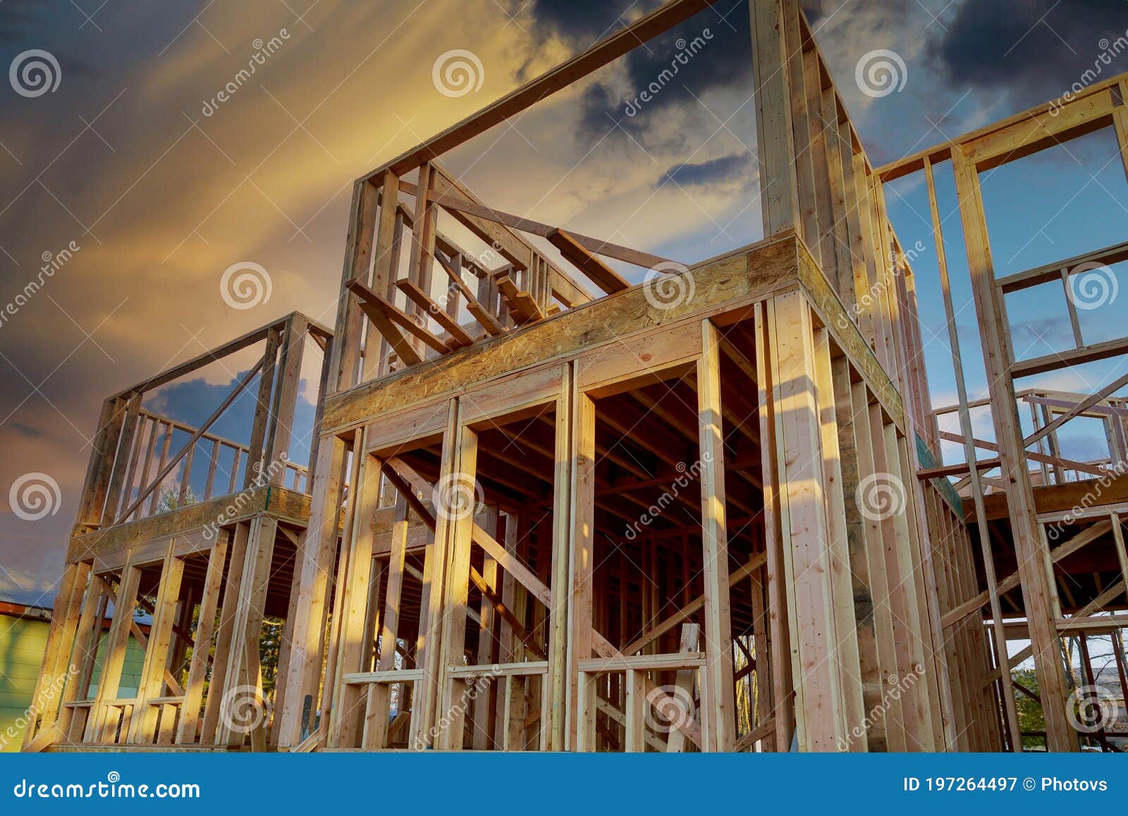 Framing Beam of Beam Wooden House, Under Construction Work Stock Image ...