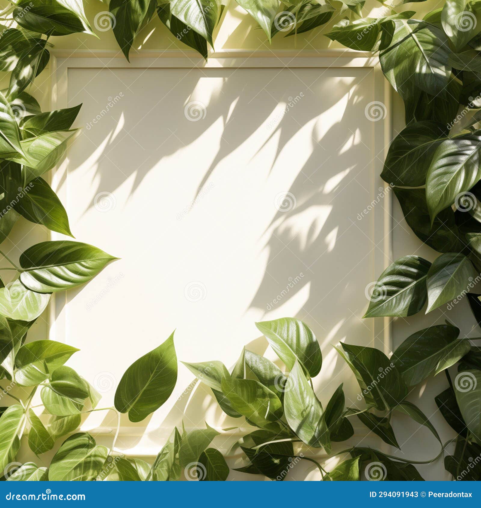 Tropical Leaves Arrangement and Leave Shadow on White Background. Stock ...