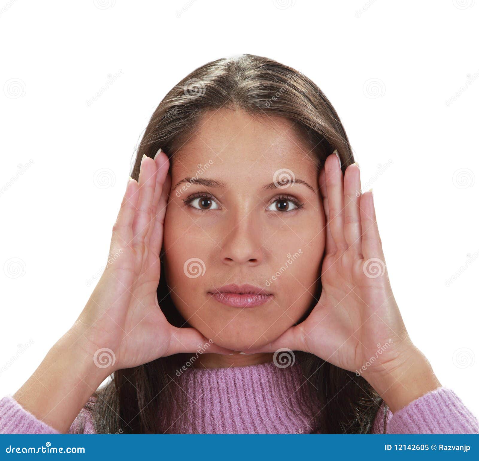 Framing the face stock image. Image of female, closeup - 12142605