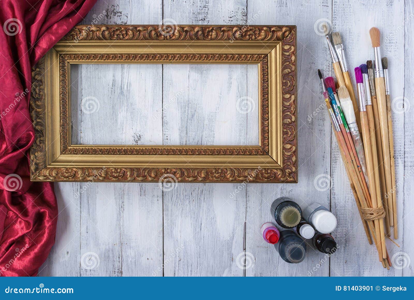 Framing Frame with Brushes and Paint Stock Image - Image of concept ...