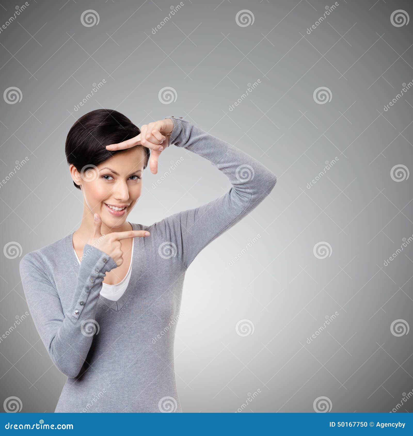 Framing hands gesture stock photo. Image of brunette - 50167750