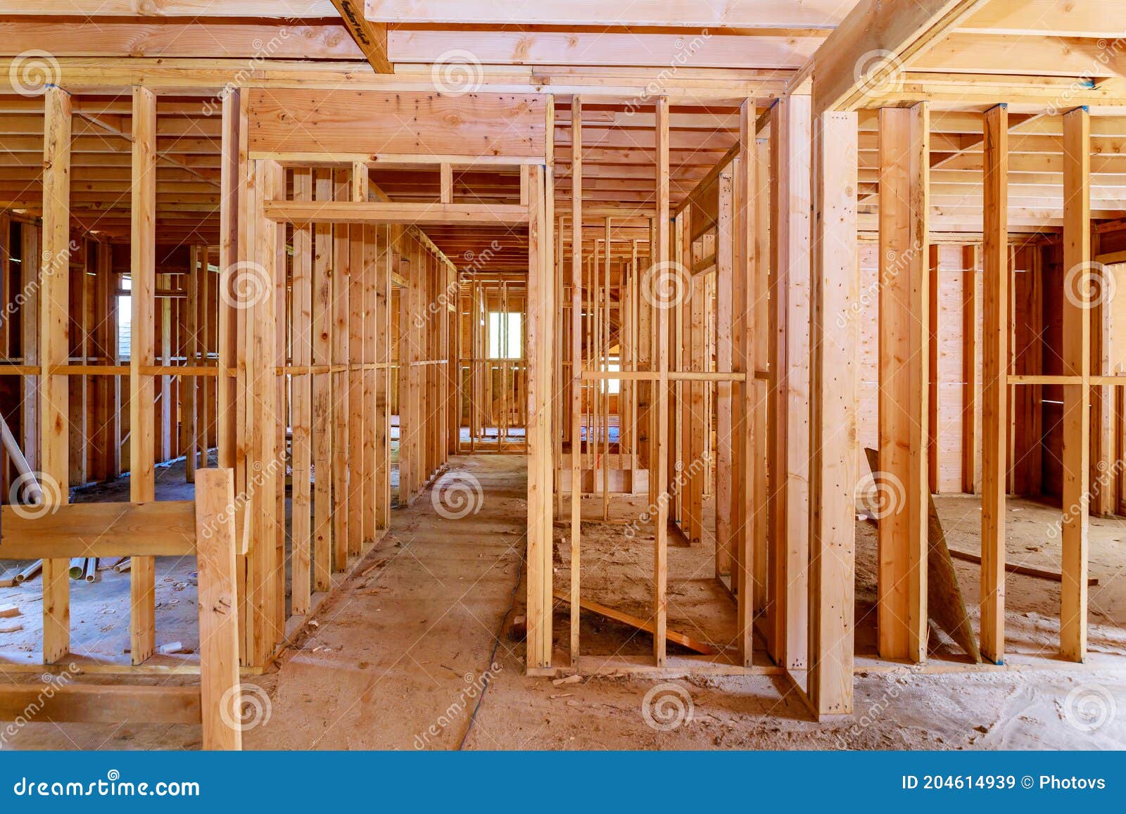 Framing Home Unfinished Wood Frame Building or a House Stock Image ...