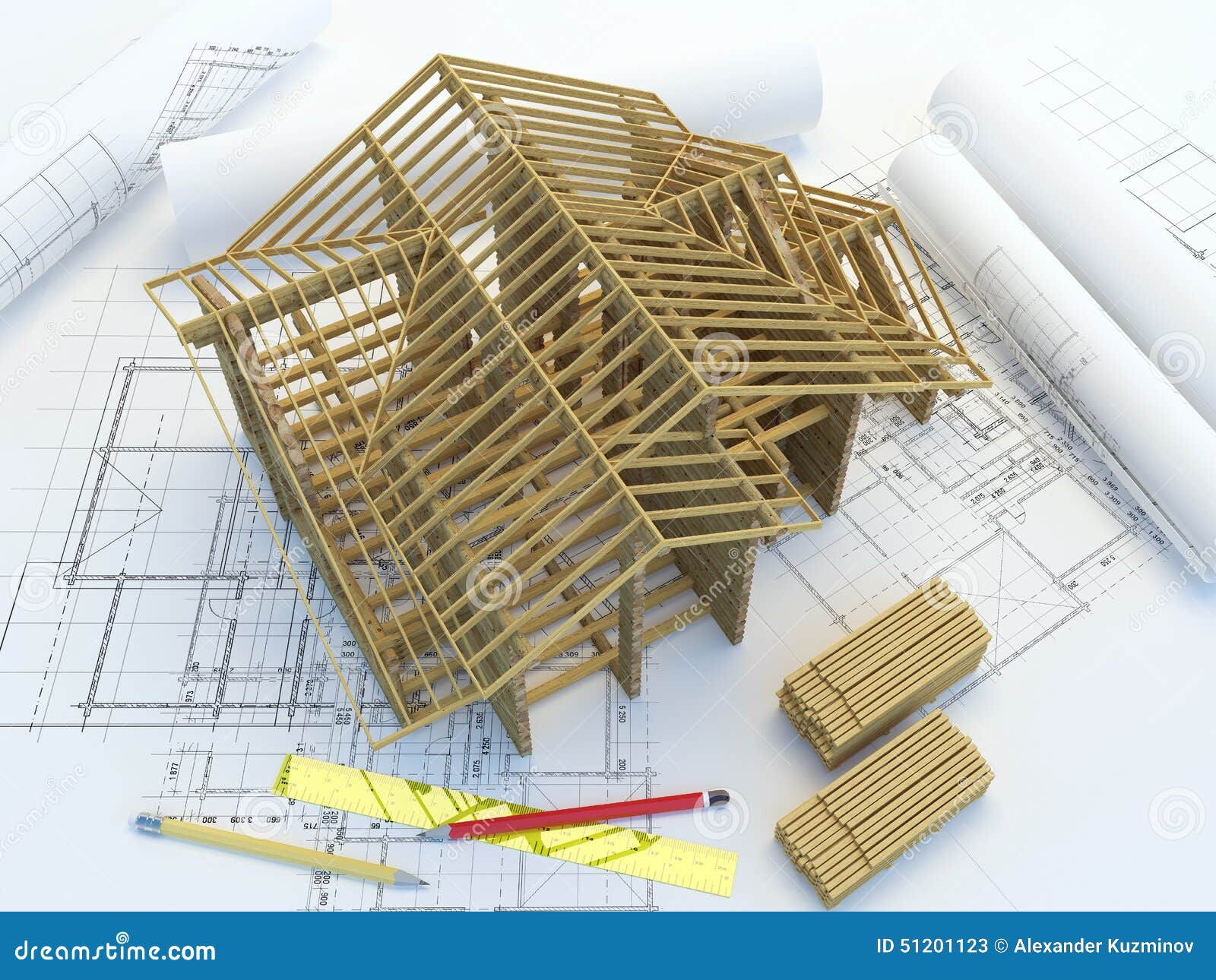 Framing of New Home Construction Stock Image - Image of office, beam ...