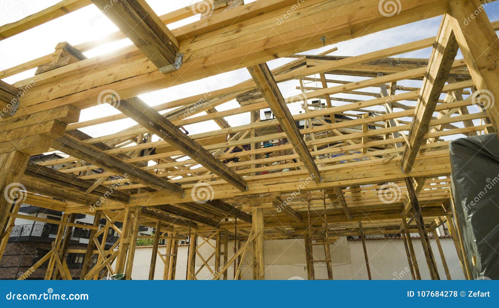 Framing of a New House Frame Under Construction Stock Photo - Image of ...