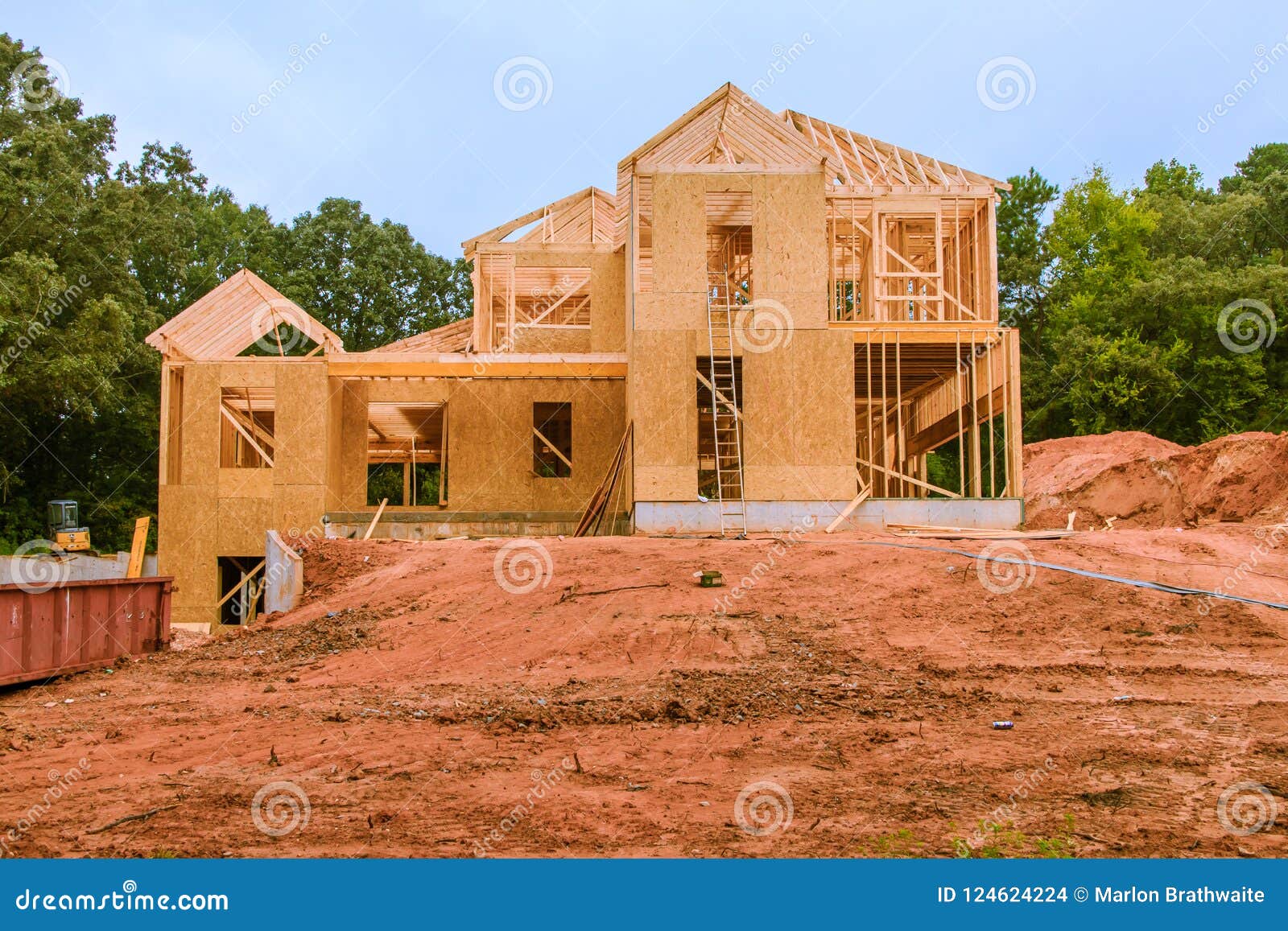 Framing a New House Under Construction Stock Photo - Image of ...