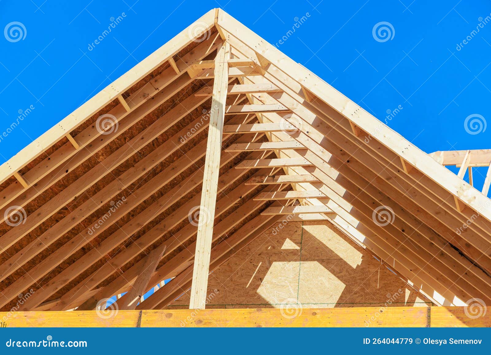 Framing of New Residential Construction Home with a View of the Roof ...