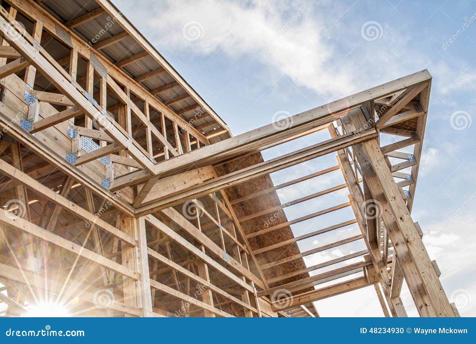 Framing New Wooden Building Structure Construction Stock Photo - Image ...