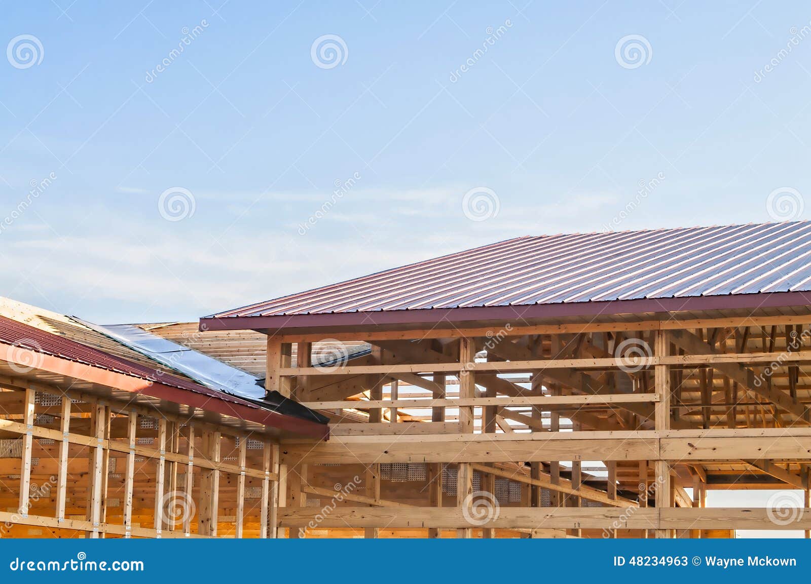 Framing New Wooden Building Structure Construction Stock Image - Image ...
