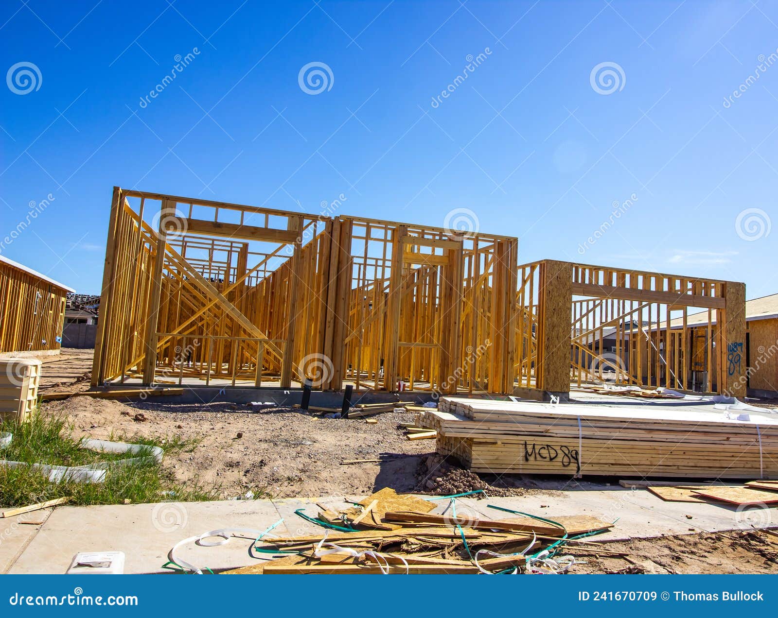 Framing Stage of New Home Construction Stock Image - Image of exterior ...