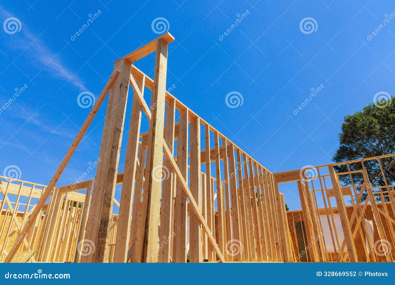 Framing of an Unfinished Interior Timber Support Beam during ...