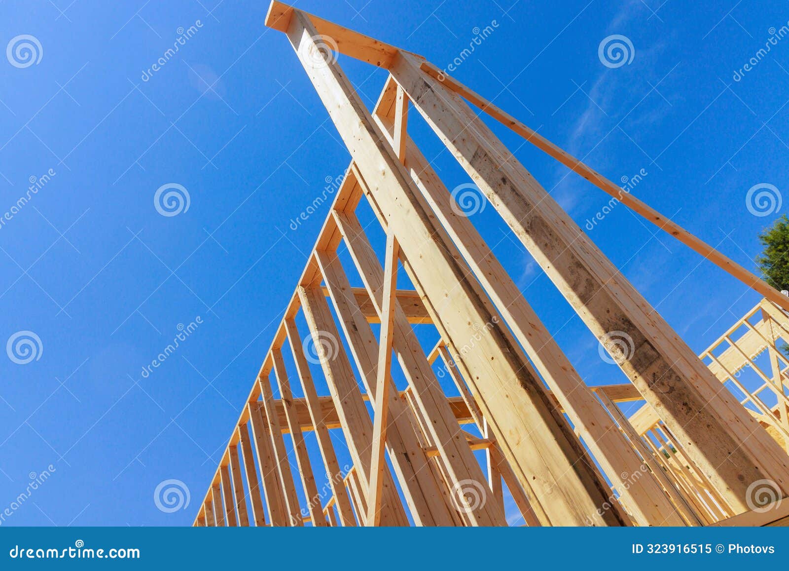 Framing of Unfinished Interior Timber Support Beam of during ...