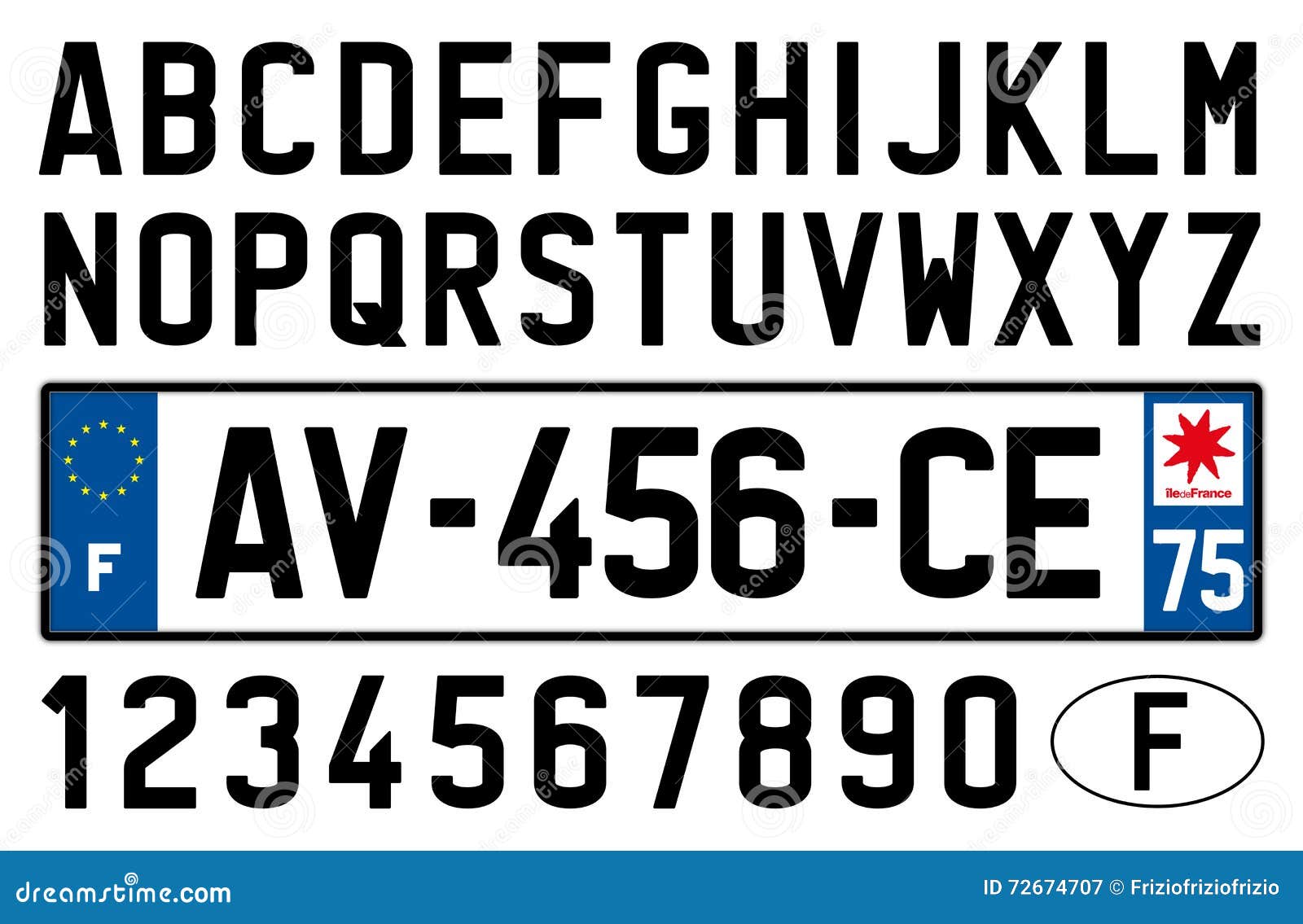 França, Placa Do Carro Com Letras, Números E Símbolos Ilustração do ...