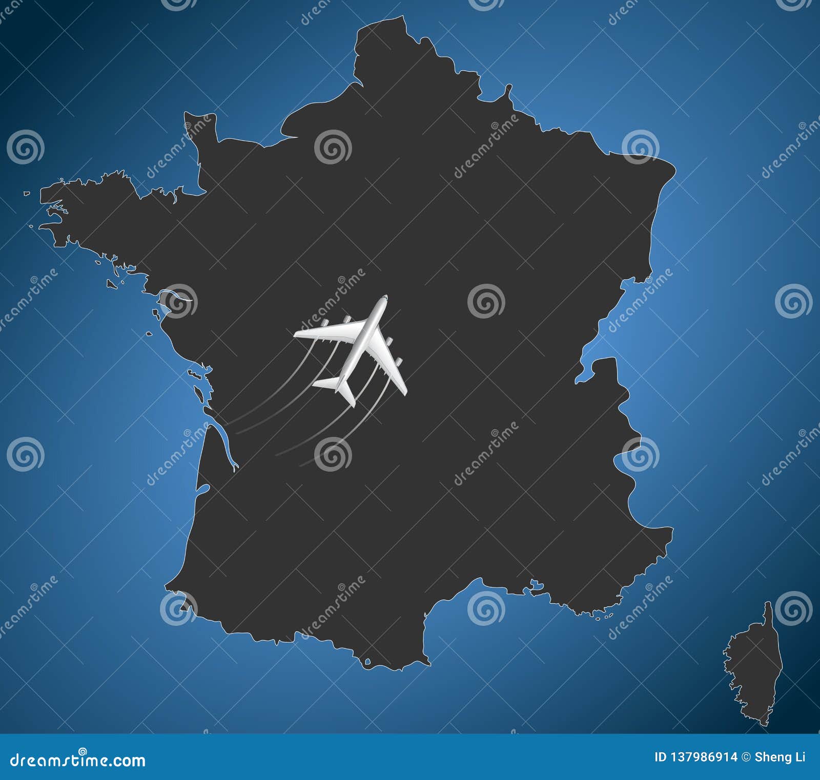 The France Airline, the Map of France Stock Vector - Illustration of ...