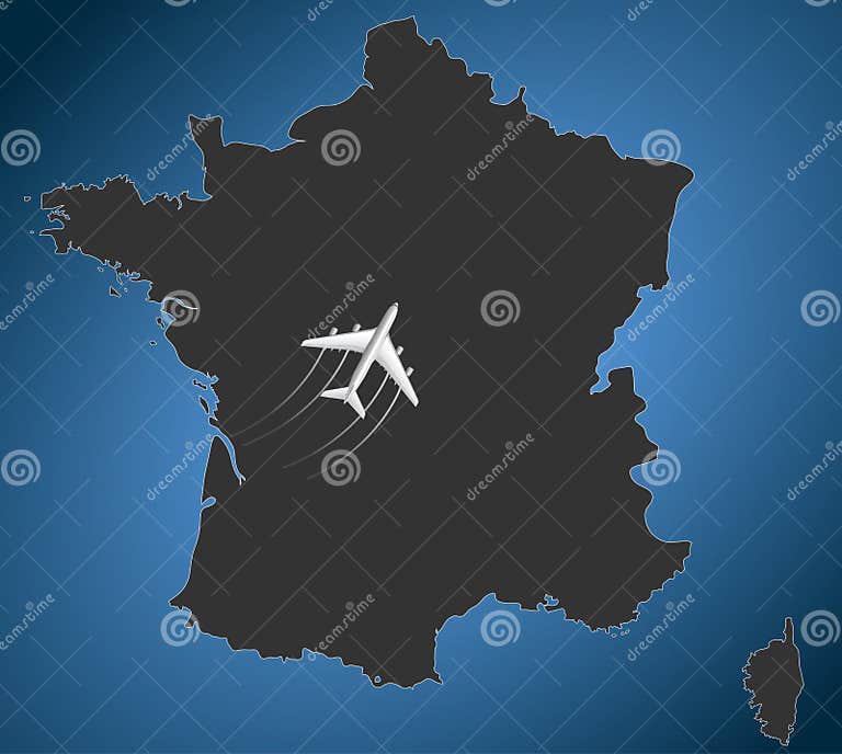 The France Airline, the Map of France Stock Vector - Illustration of ...