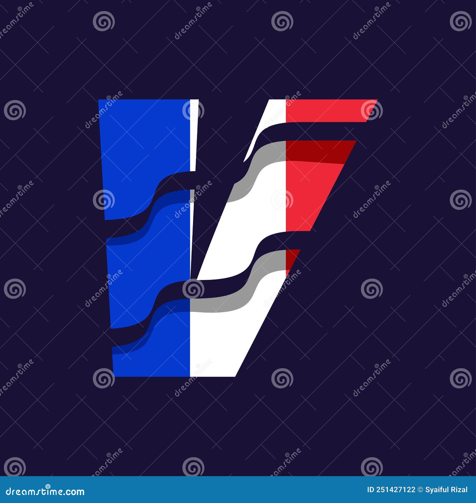 French Flag Logo with Alphabet V Stock Illustration - Illustration of ...