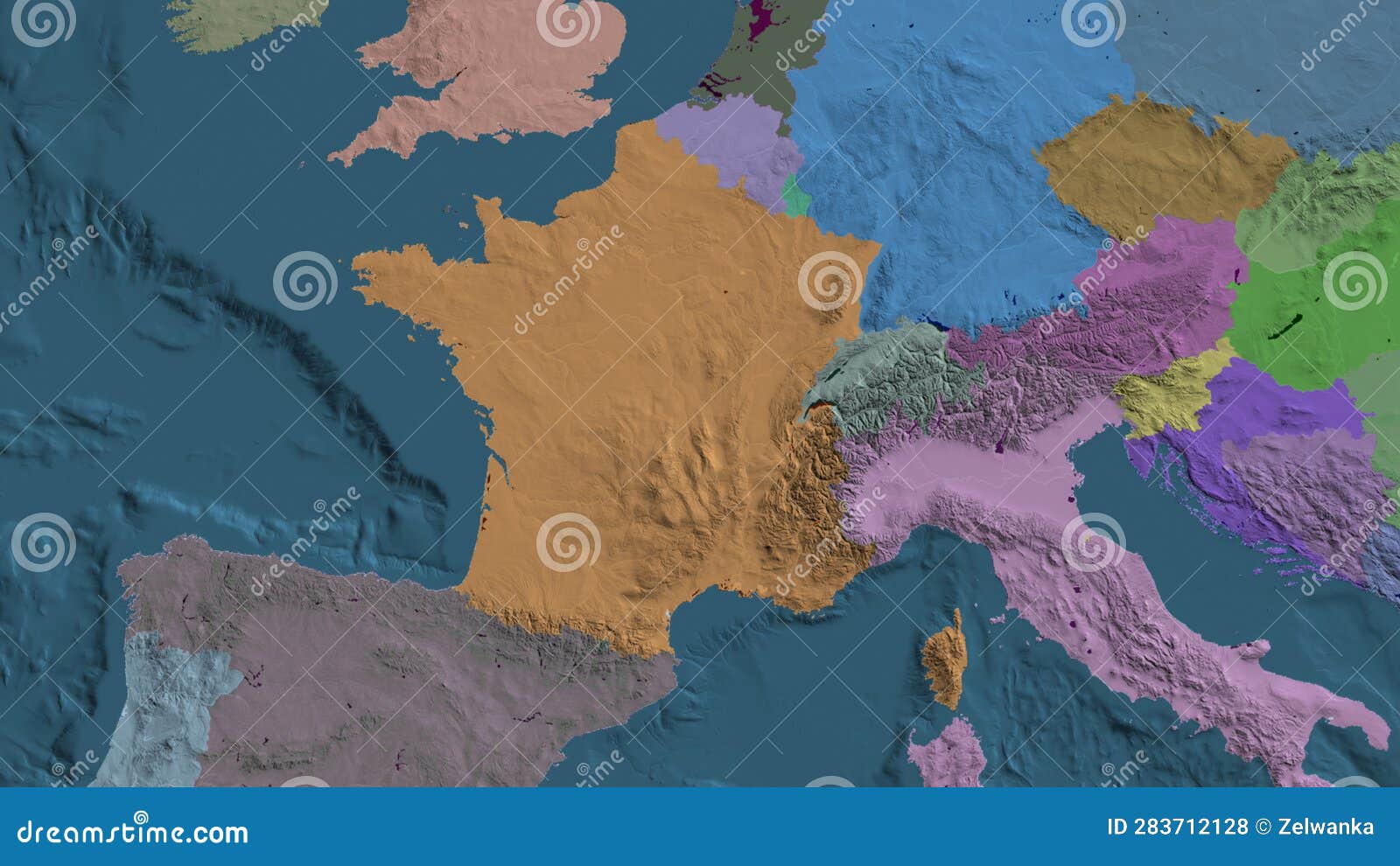 France Area. Administrative Map Stock Illustration - Illustration of ...