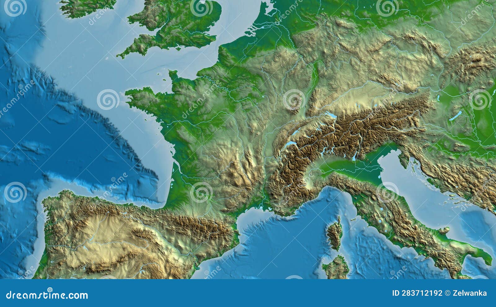 France area. Physical map stock illustration. Illustration of ...