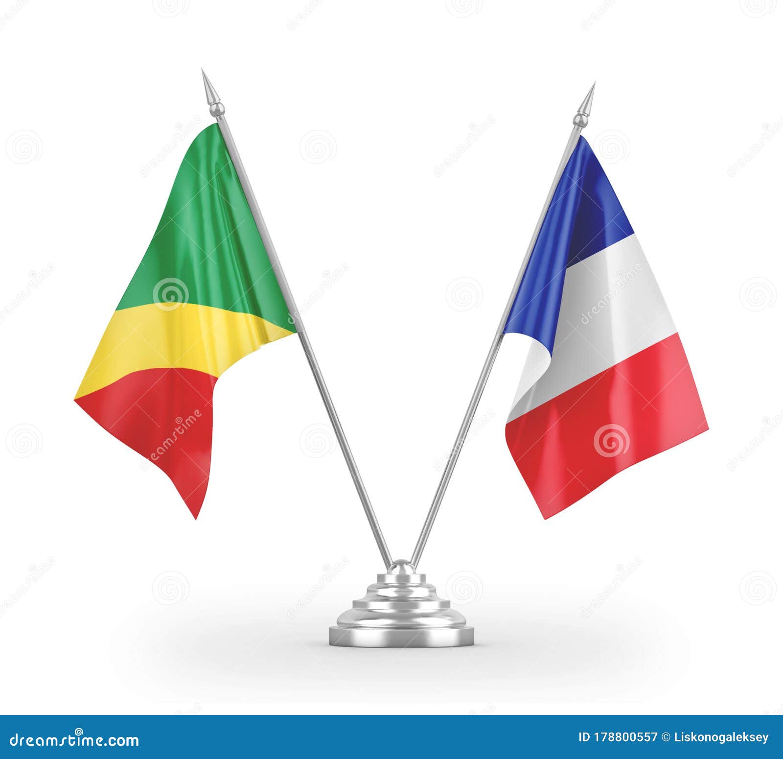 France and Congo Table Flags Isolated on White 3D Rendering Stock ...