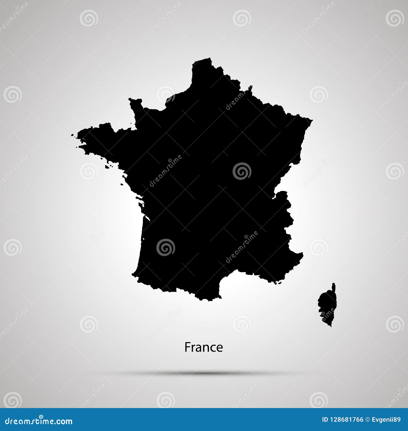 France Country Map, Simple Black Silhouette on Gray Stock Vector ...