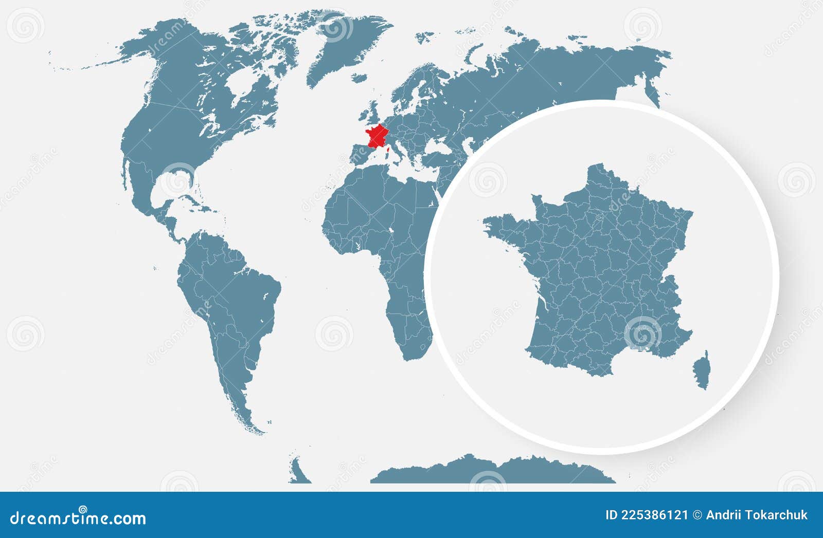 France Country on World Map, Vector Template Stock Vector ...