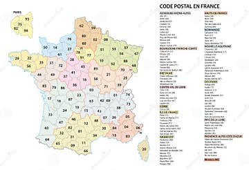 France 2 Digit Postcodes Postal Codes Vector Map Stock Vector ...