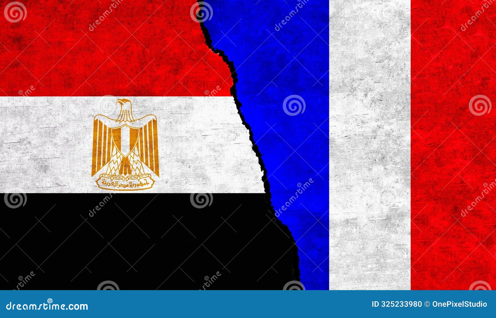 France and Egypt Conflict. Egypt and France Flags Together Stock Photo ...