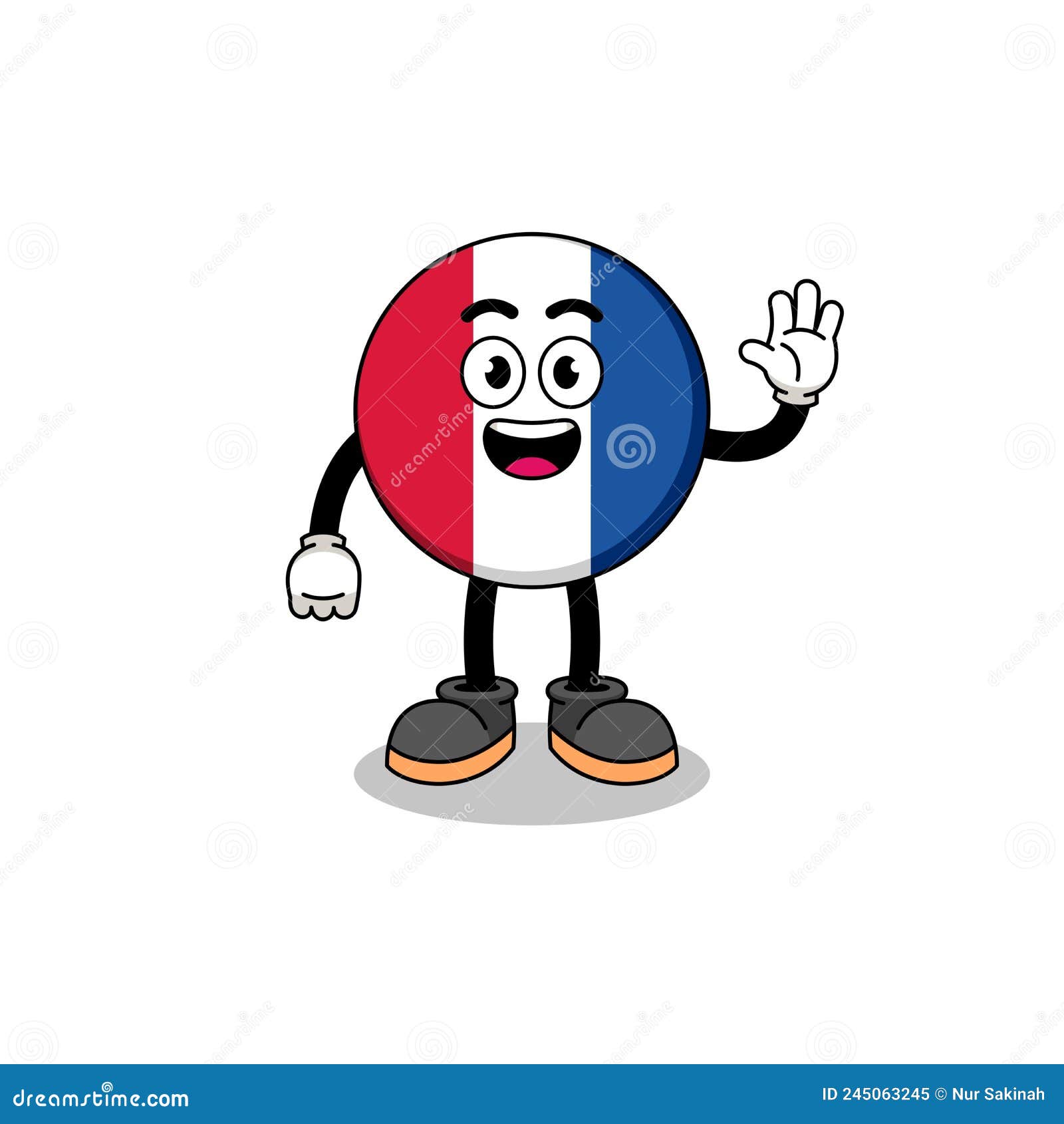 France Flag Cartoon Doing Wave Hand Gesture Stock Vector - Illustration ...