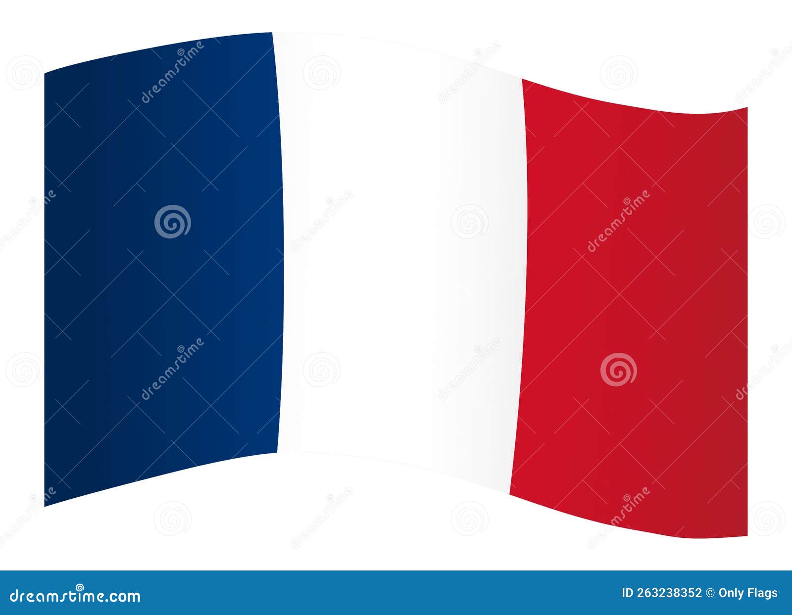 France Flag Flying on White Background Stock Vector - Illustration of ...
