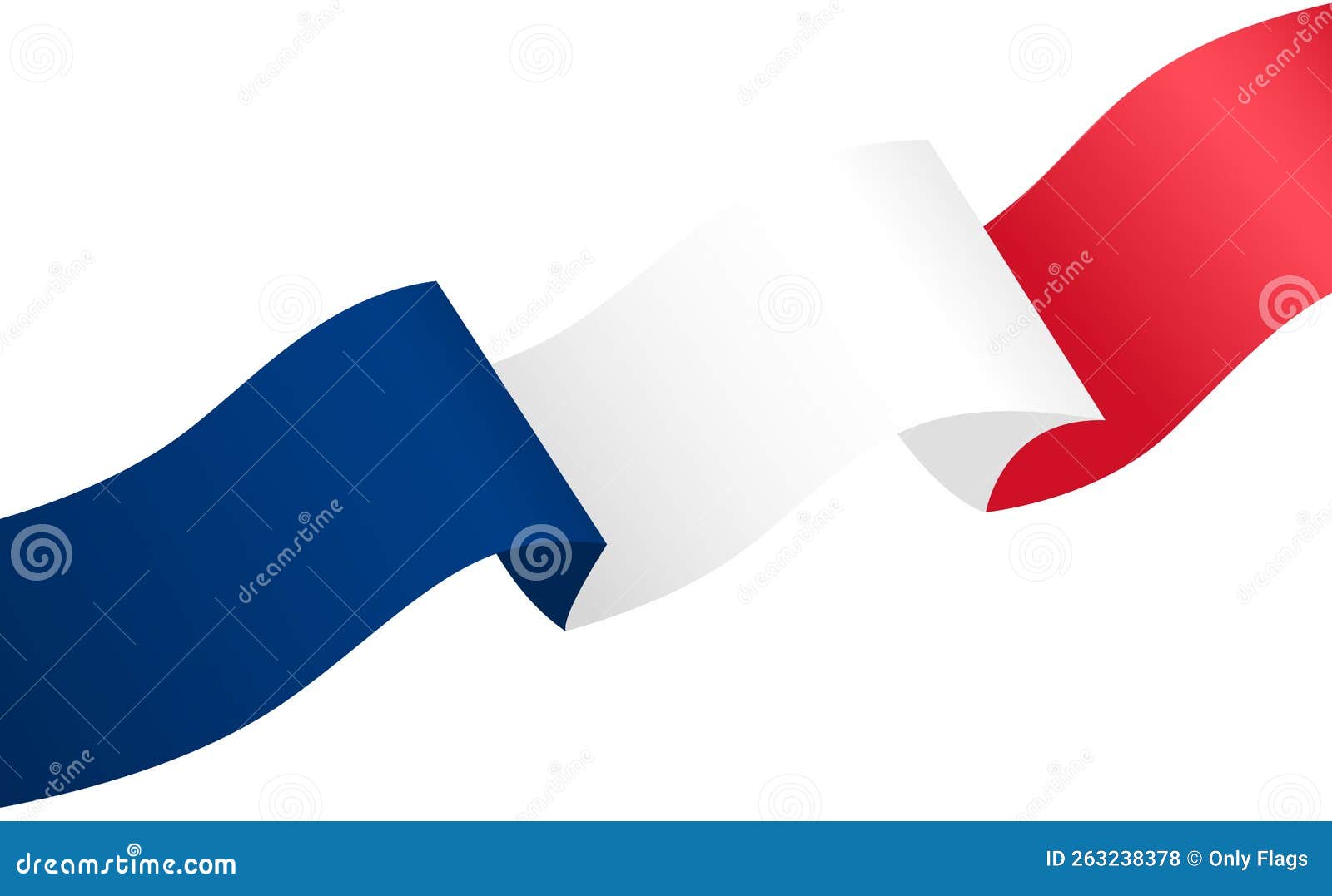 France Flag Flying on White Background Stock Vector - Illustration of ...