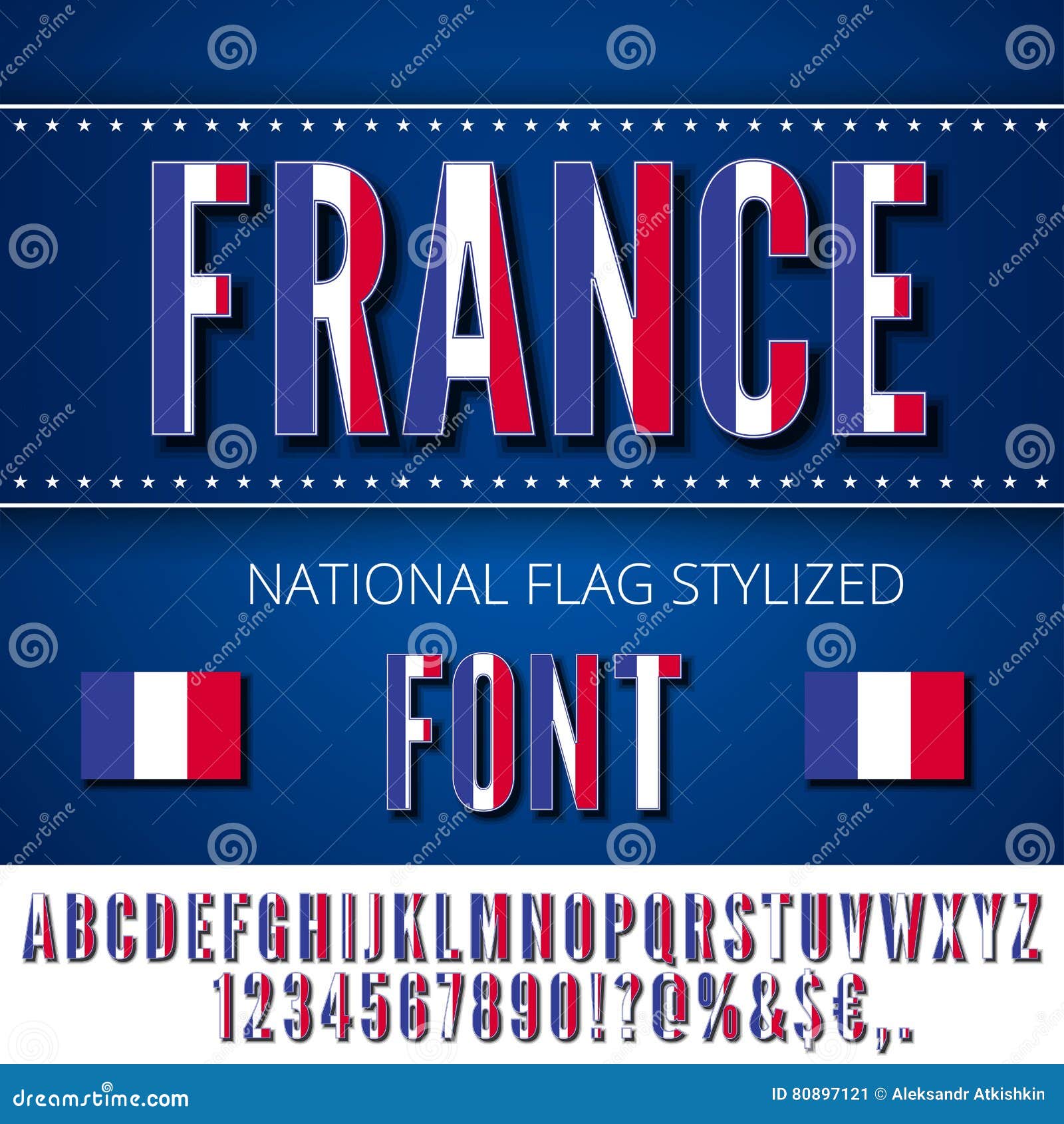 France Flag Font stock vector. Illustration of freedom - 80897121