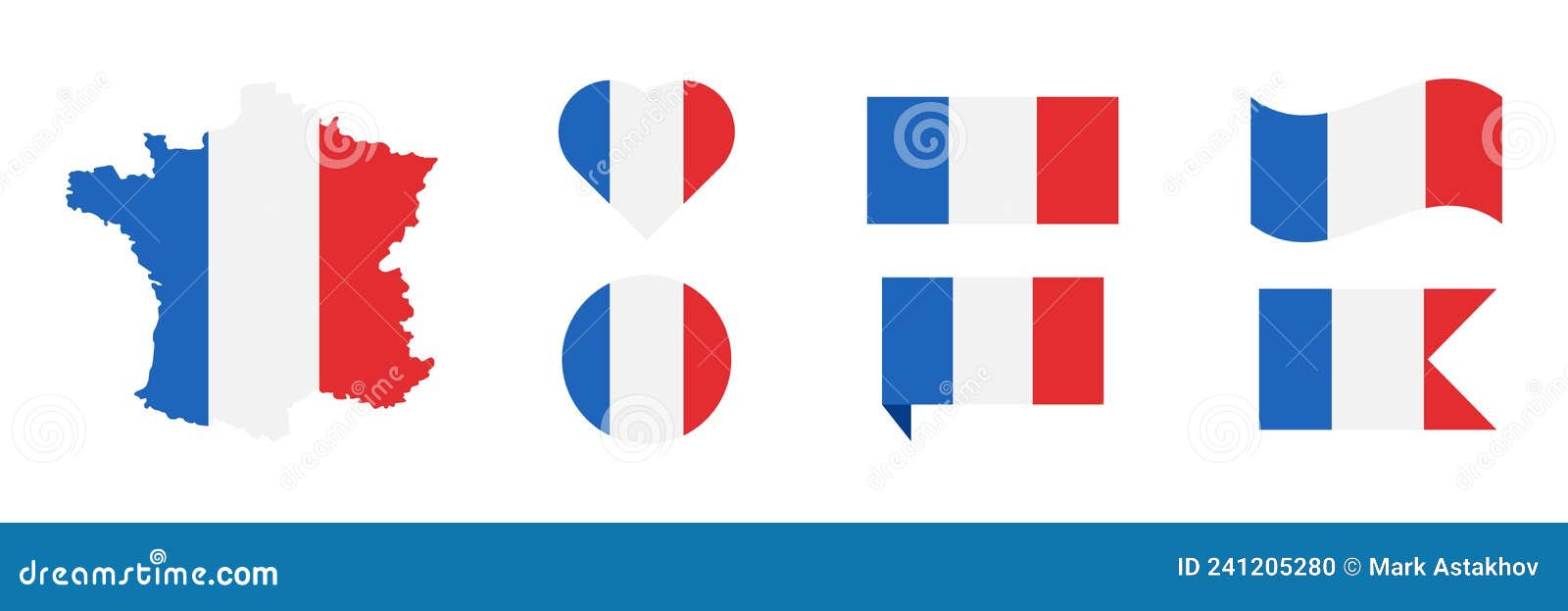 France Flag Icon Set. France Flags Tag Collection Stock Vector ...
