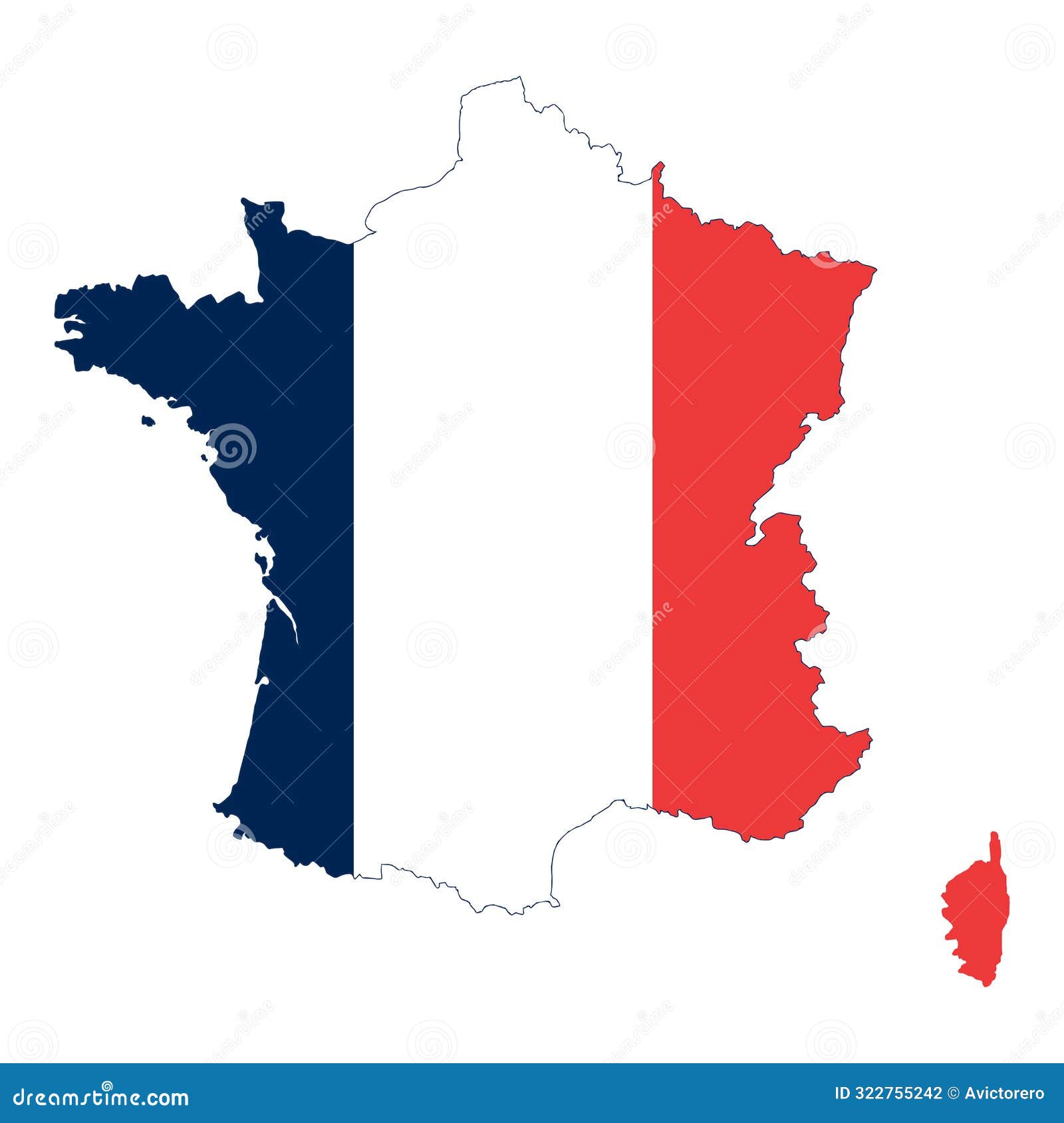 France flag map contour stock vector. Illustration of nation - 322755242