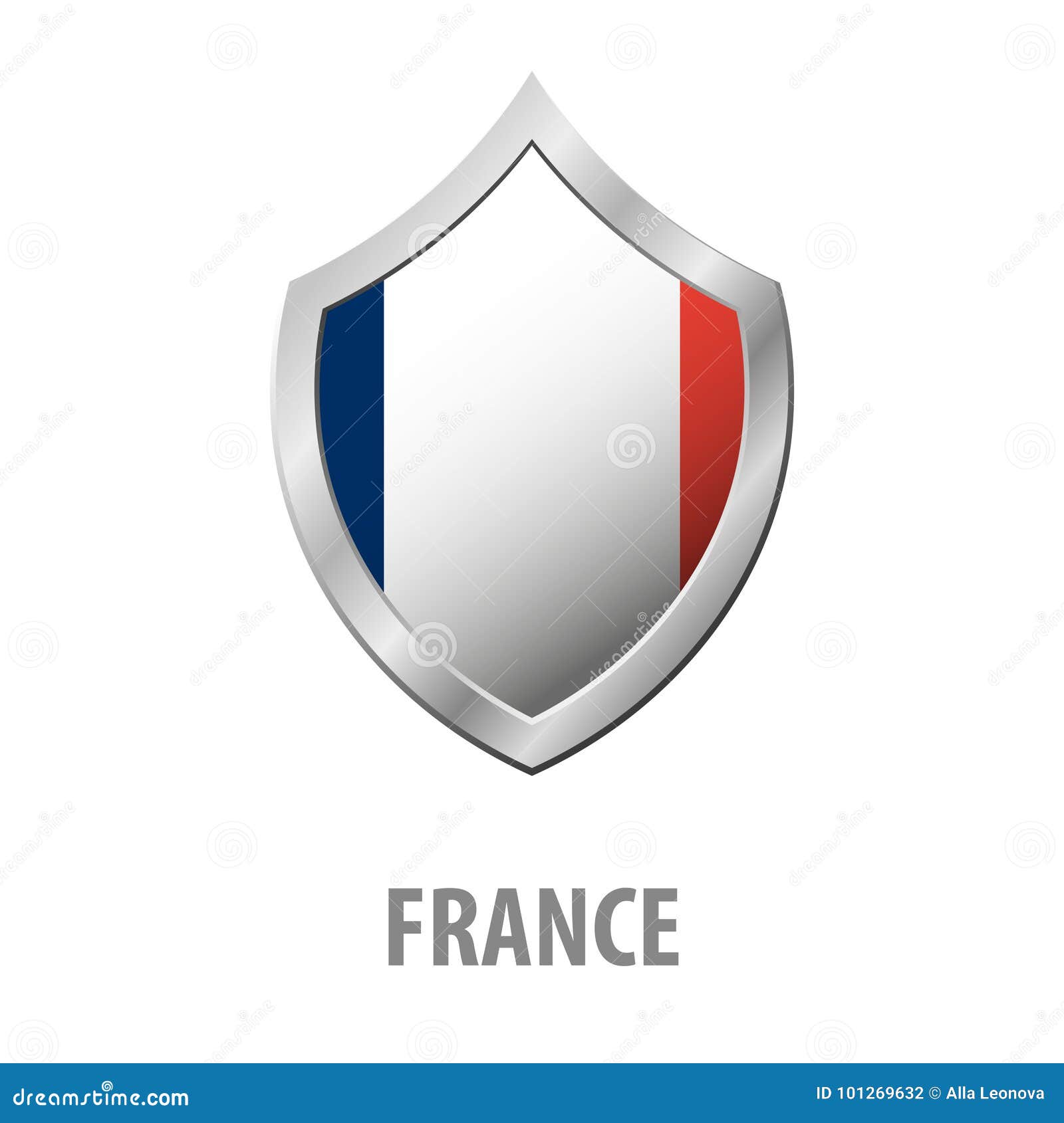 France Flag on Metal Shiny Shield Illustration. Stock Illustration ...