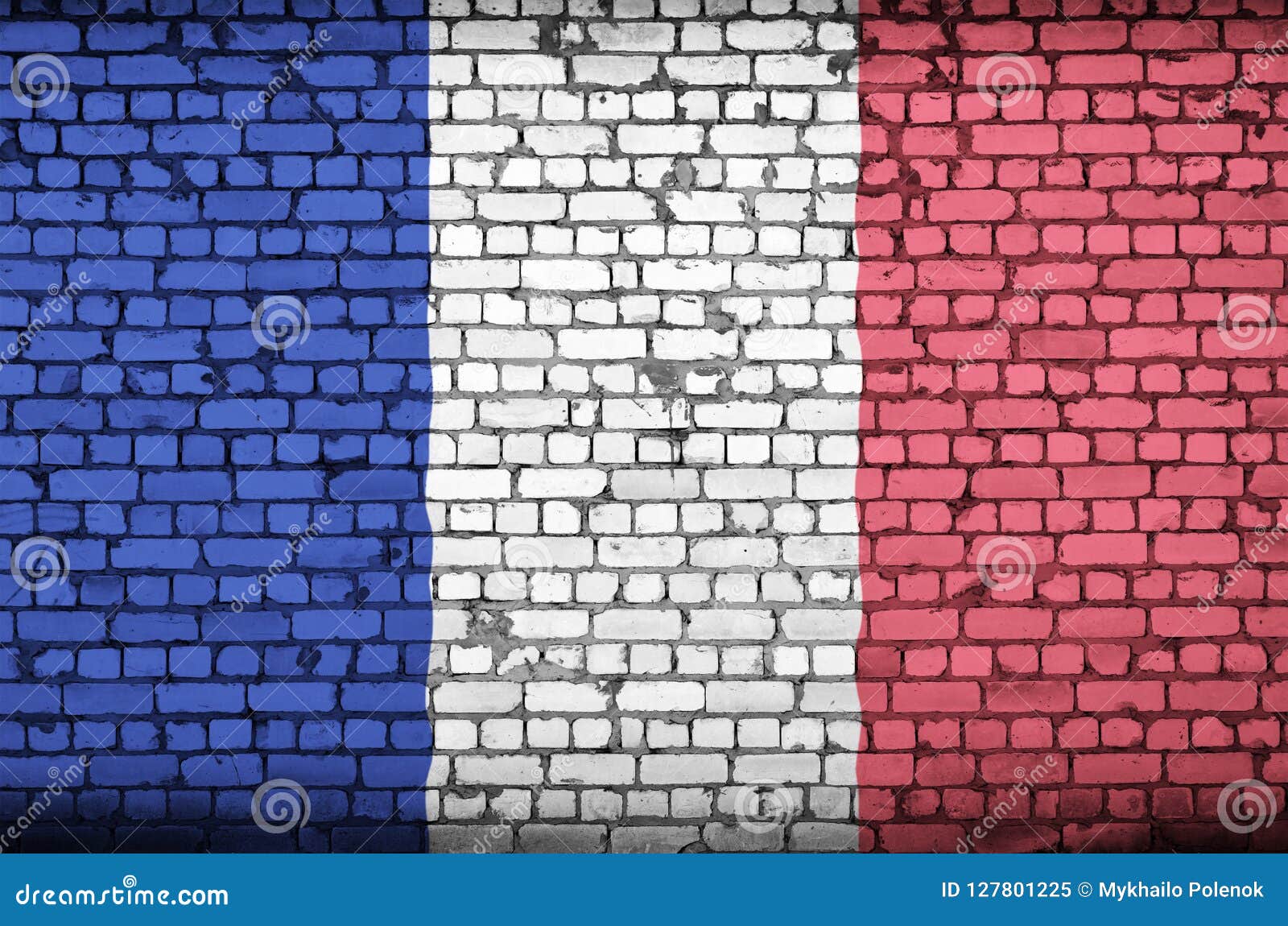 France Flag is Painted Onto an Old Brick Wall Stock Image - Image of ...