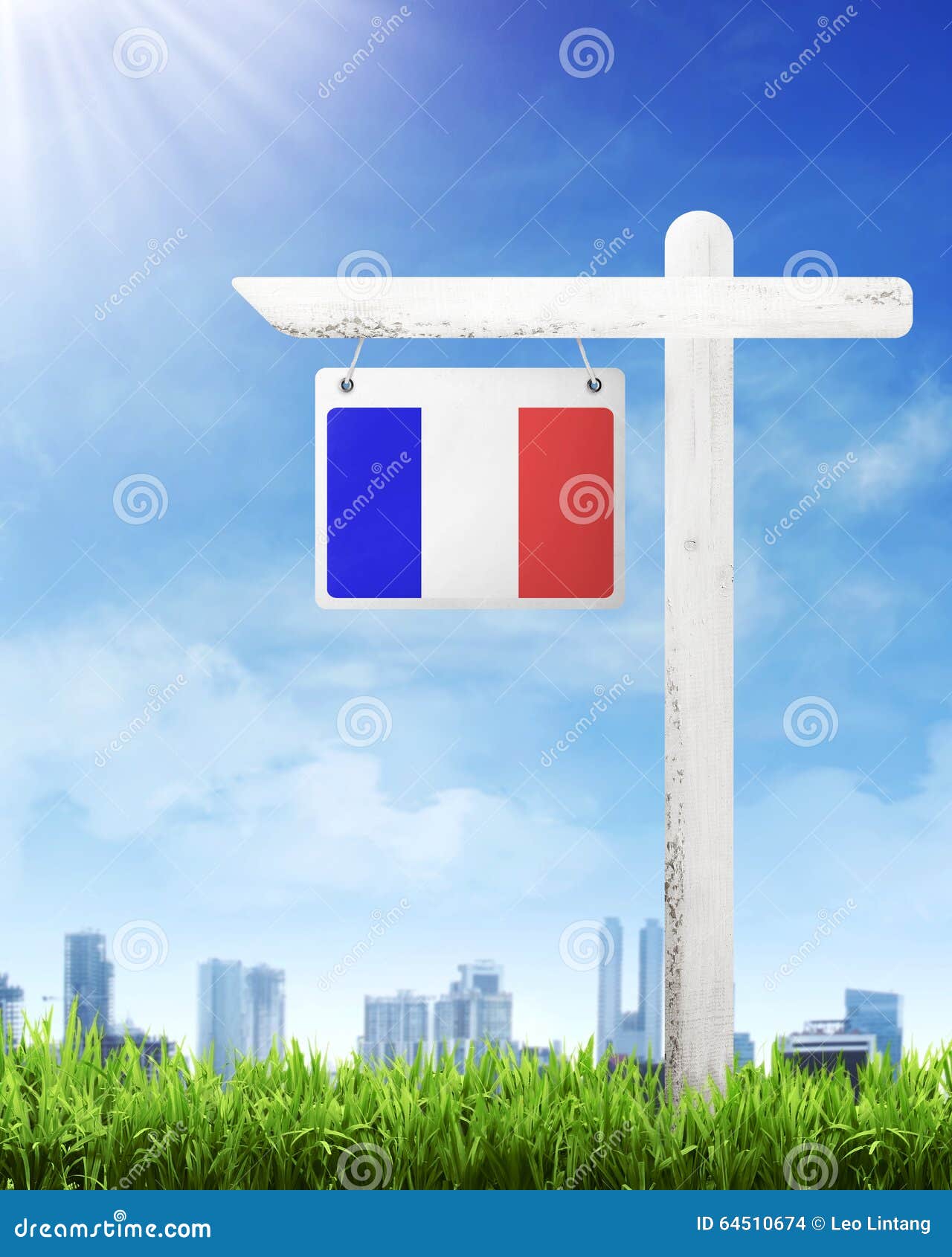 France Flag on Wood Post Banner Stock Photo - Image of abstract ...