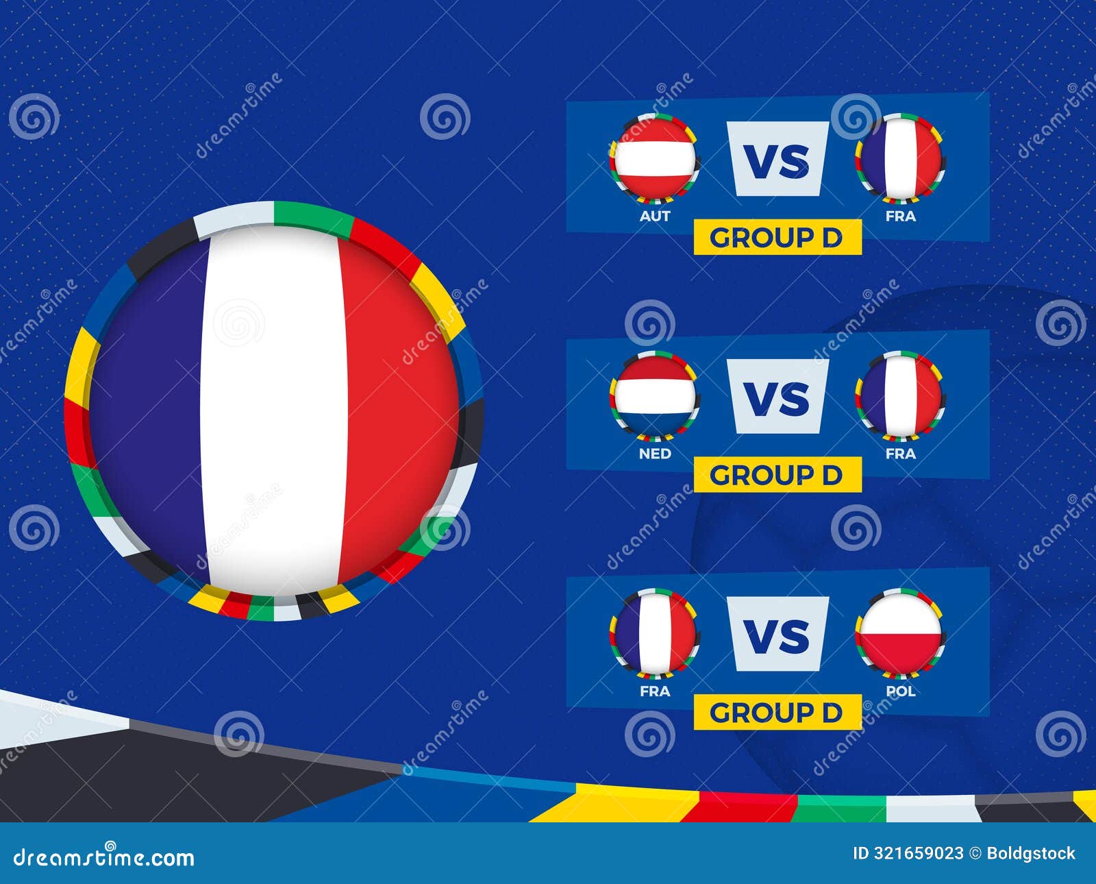 France Football Team Lineup On Soccer Field For European Football ...