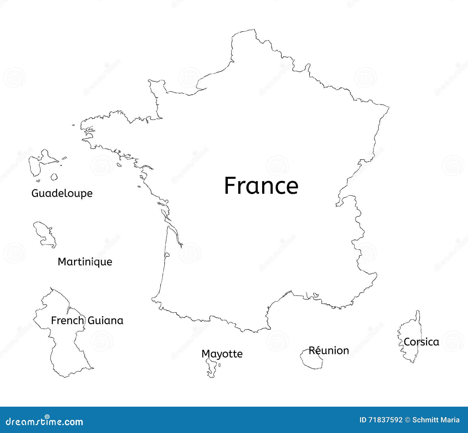 France and Franch Territory Hand-drawn Map Stock Vector - Illustration ...