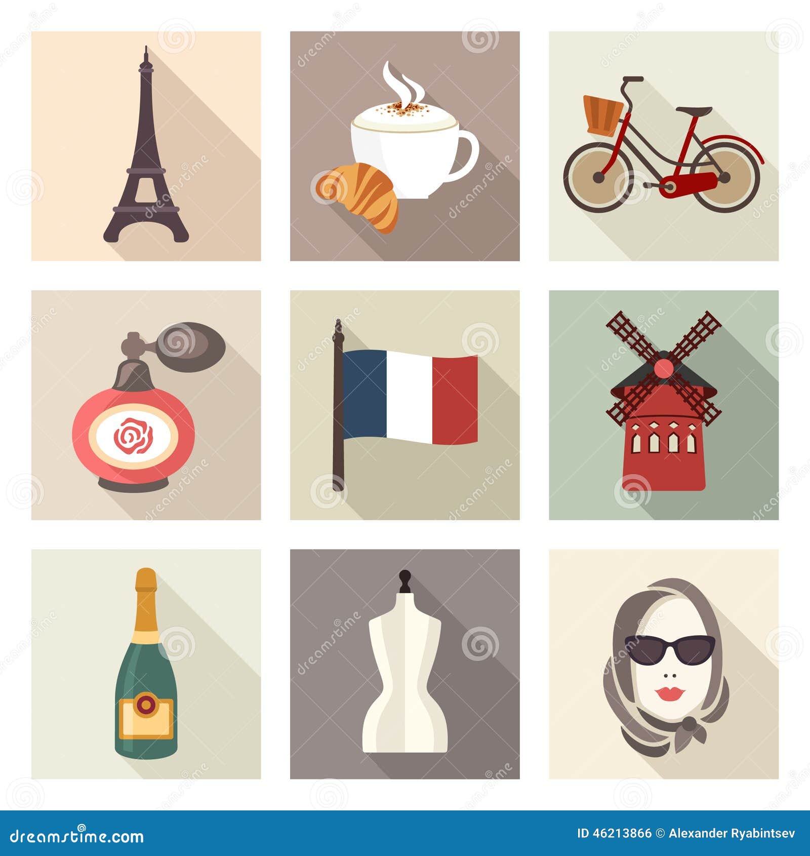 France icon set stock vector. Illustration of drink, flag - 46213866