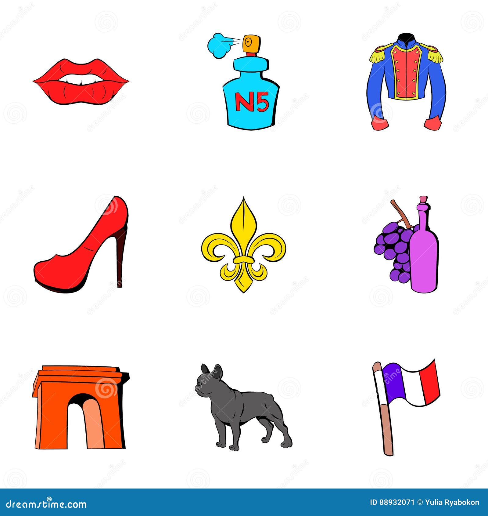 France Icons Set, Cartoon Style Stock Vector - Illustration of paris ...