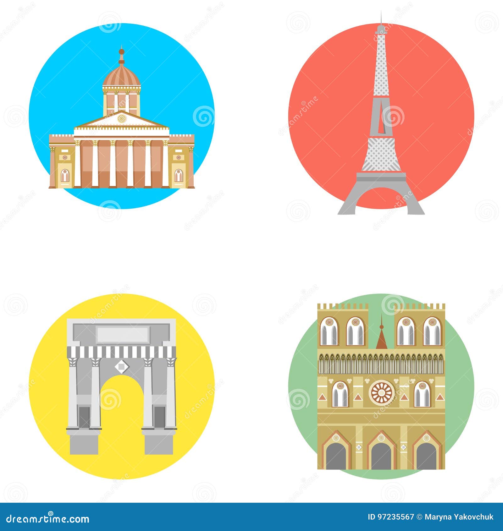France icons set stock vector. Illustration of europe - 97235567
