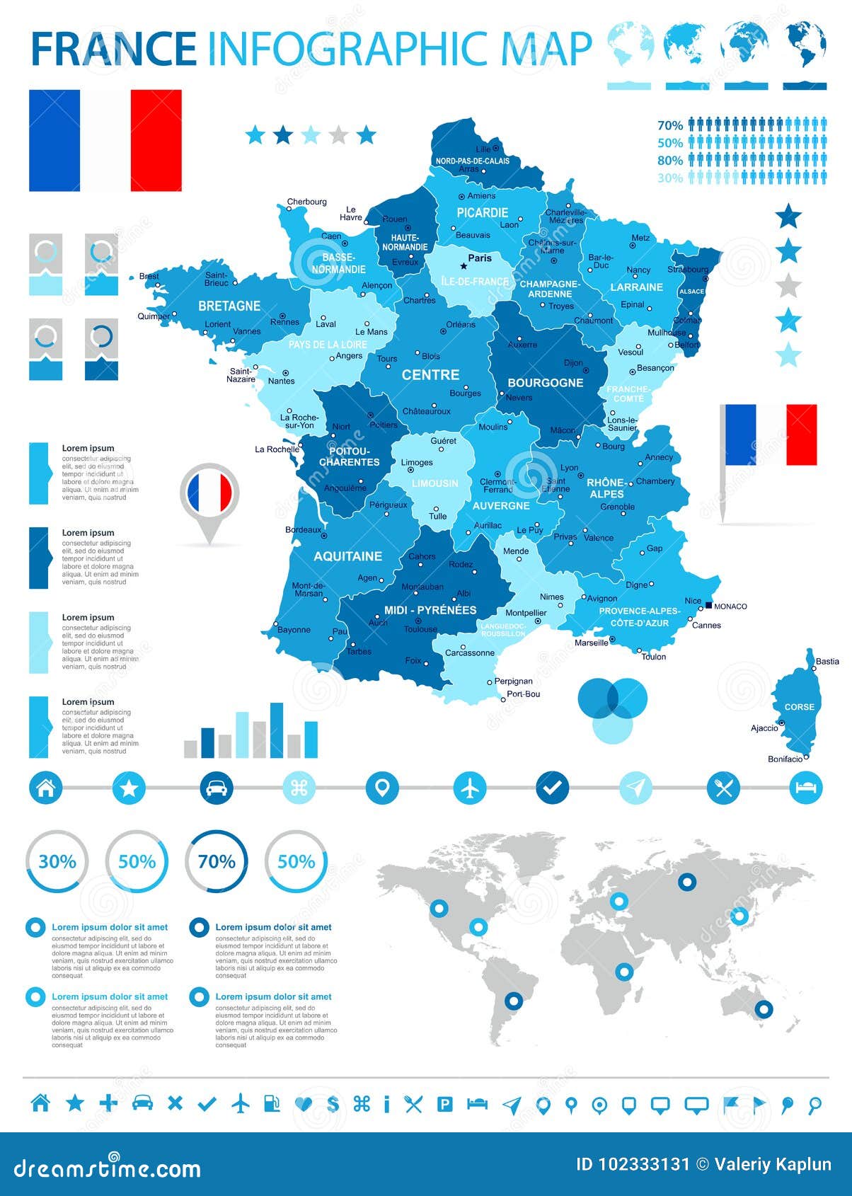 France - Infographic Map and Flag - Illustration Stock Illustration ...