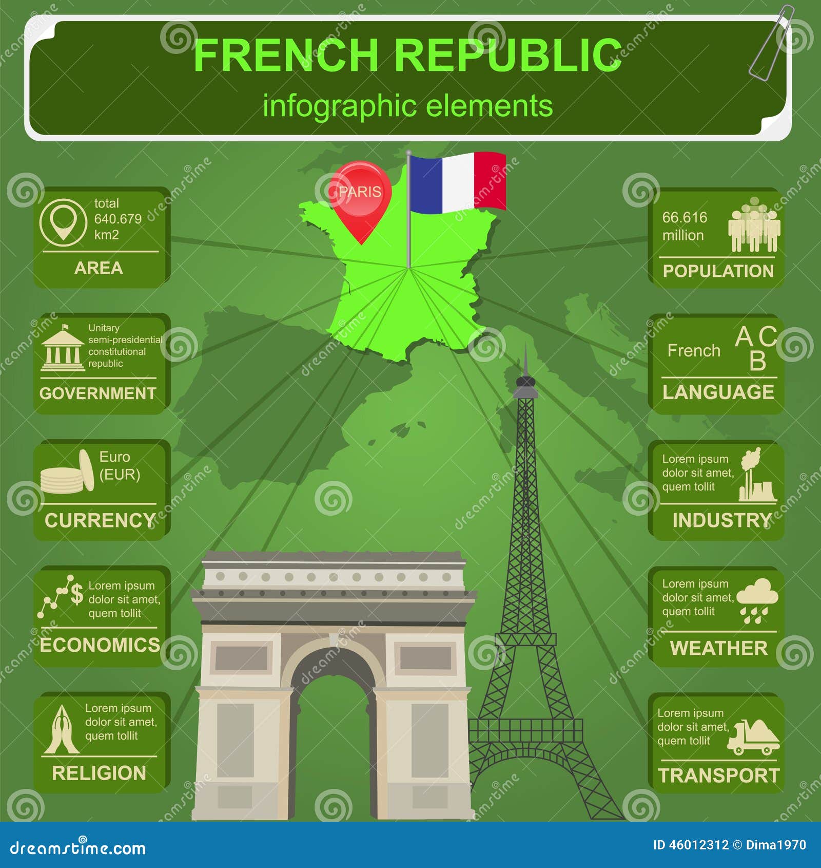 France Infographics, Statistical Data, Sights. Stock Vector ...